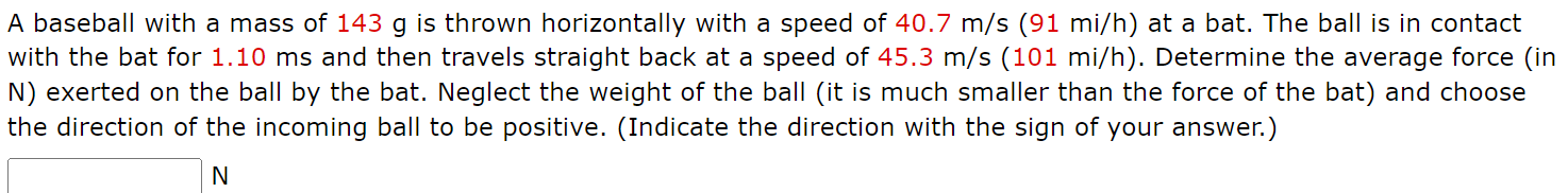 Solved A baseball with a mass of 143 g is thrown | Chegg.com