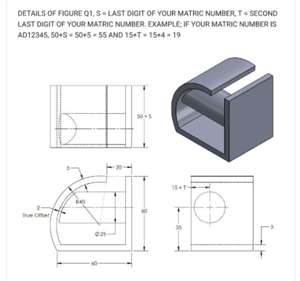 Solved Q1 Build This Part In Solidworks Unit Mmgs Answer In 