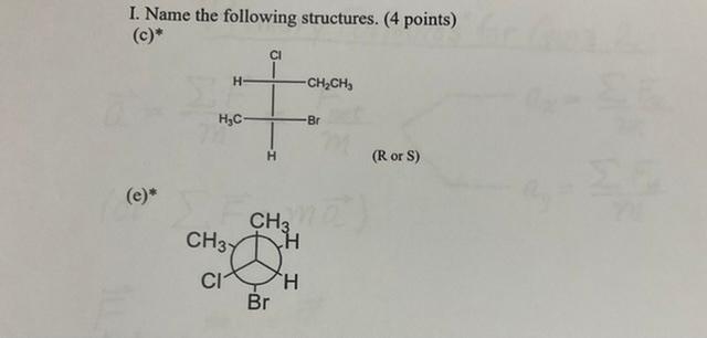 Solved I. Name the following structures. (4 points) (c) ∗ | Chegg.com