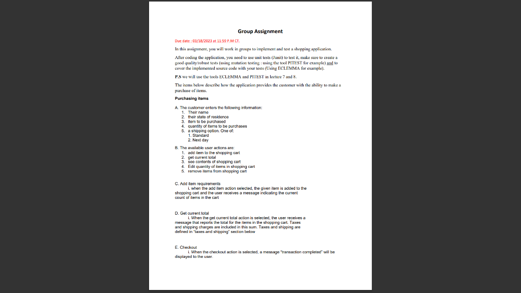 Solved Group Assignment Due date : 03,18/2023 at 11:-59 P.M | Chegg.com