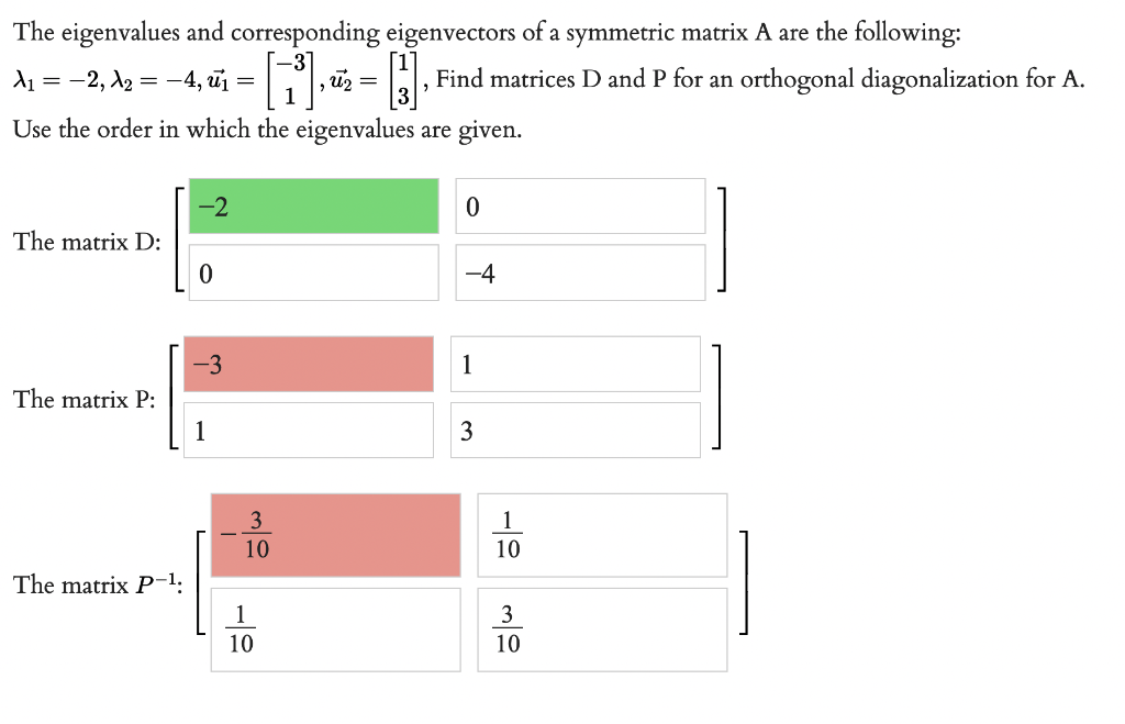 Solved The eigenvalues and corresponding eigenvectors of a | Chegg.com