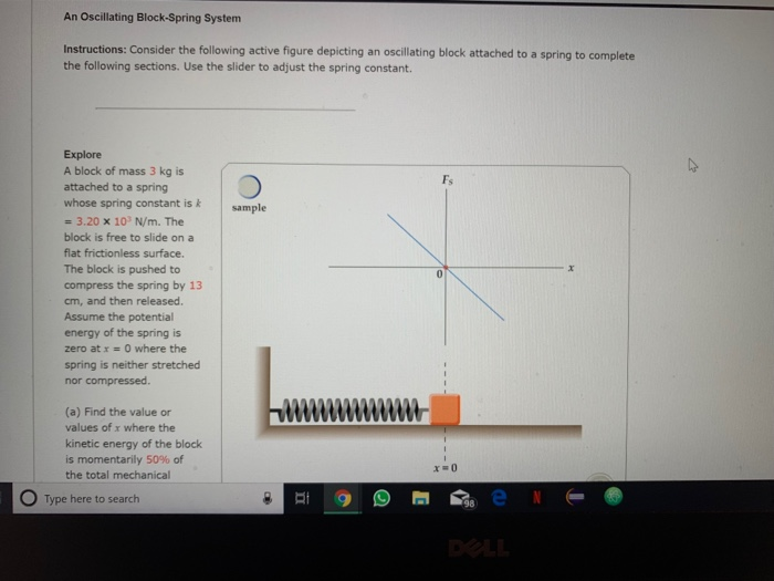 Solved An Oscillating Block-Spring System Instructions: | Chegg.com