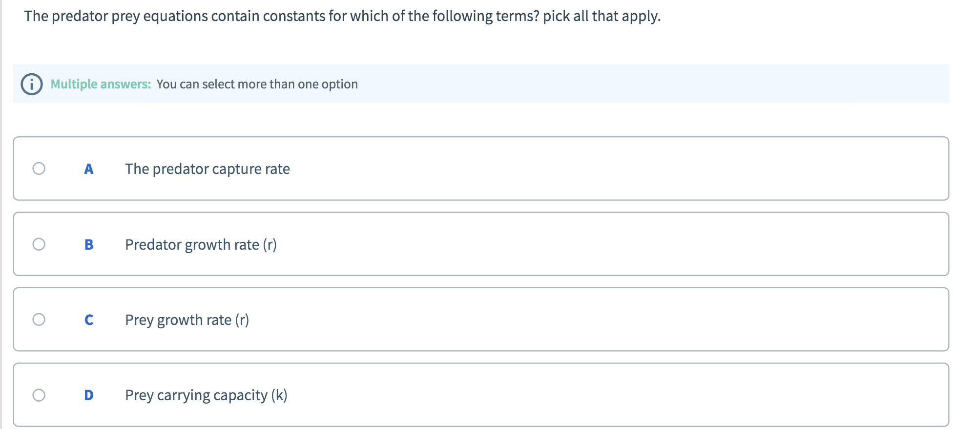 Solved The predator prey equations contain constants for | Chegg.com