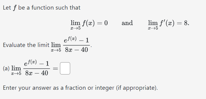 Solved Let f be a function such that limx→5f(x)=0 and | Chegg.com