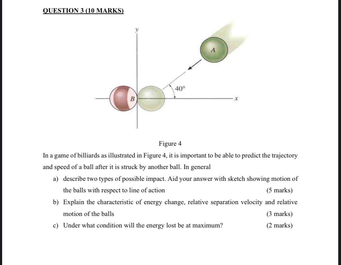 Solved QUESTION 3 (10 MARKS) 40° B x Figure 4 In a game of | Chegg.com