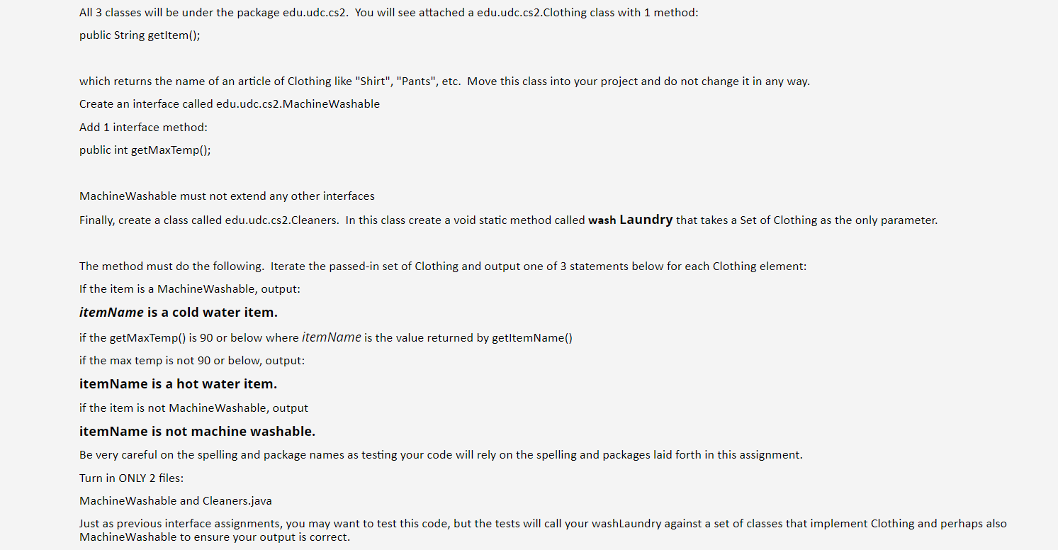 Solved All 3 classes will be under the package edu.udc.cs2. | Chegg.com