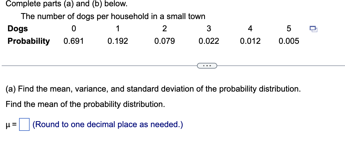 Solved Complete parts (a) and (b) below. The number of dogs | Chegg.com