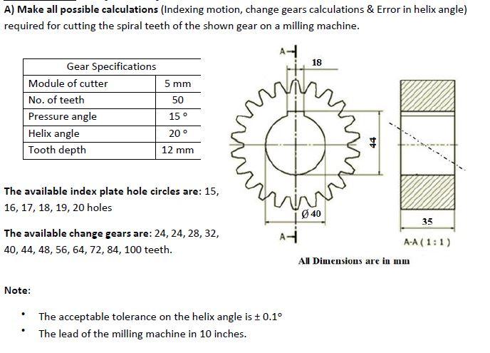 Solved A) Make all possible calculations (Indexing motion, | Chegg.com