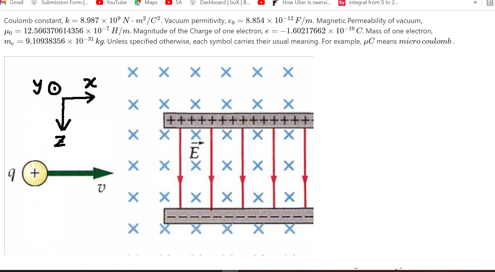 Solved A proton is moving in the x direction in a region of | Chegg.com