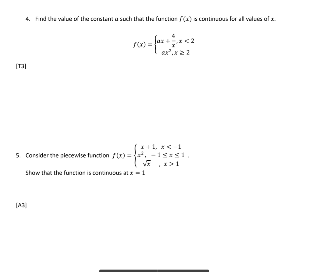 Solved 4. Find the value of the constant a such that the | Chegg.com
