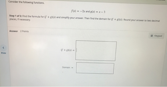 Solved Consider the following functions f(x) =-2x and g(x) | Chegg.com
