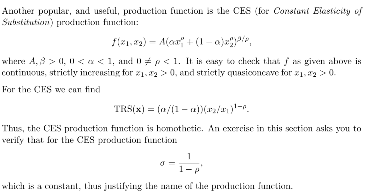 Solved Show that, for the two-input CES production function | Chegg.com