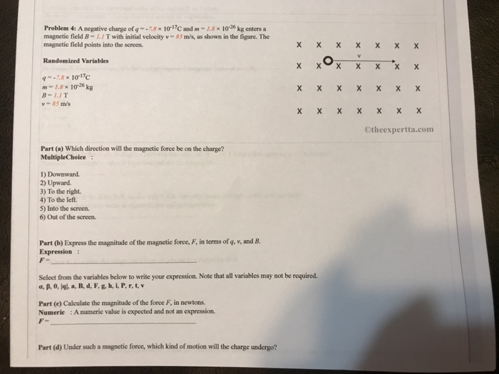Solved Problem 4: A negative charge of q--78 × 10'17C and | Chegg.com
