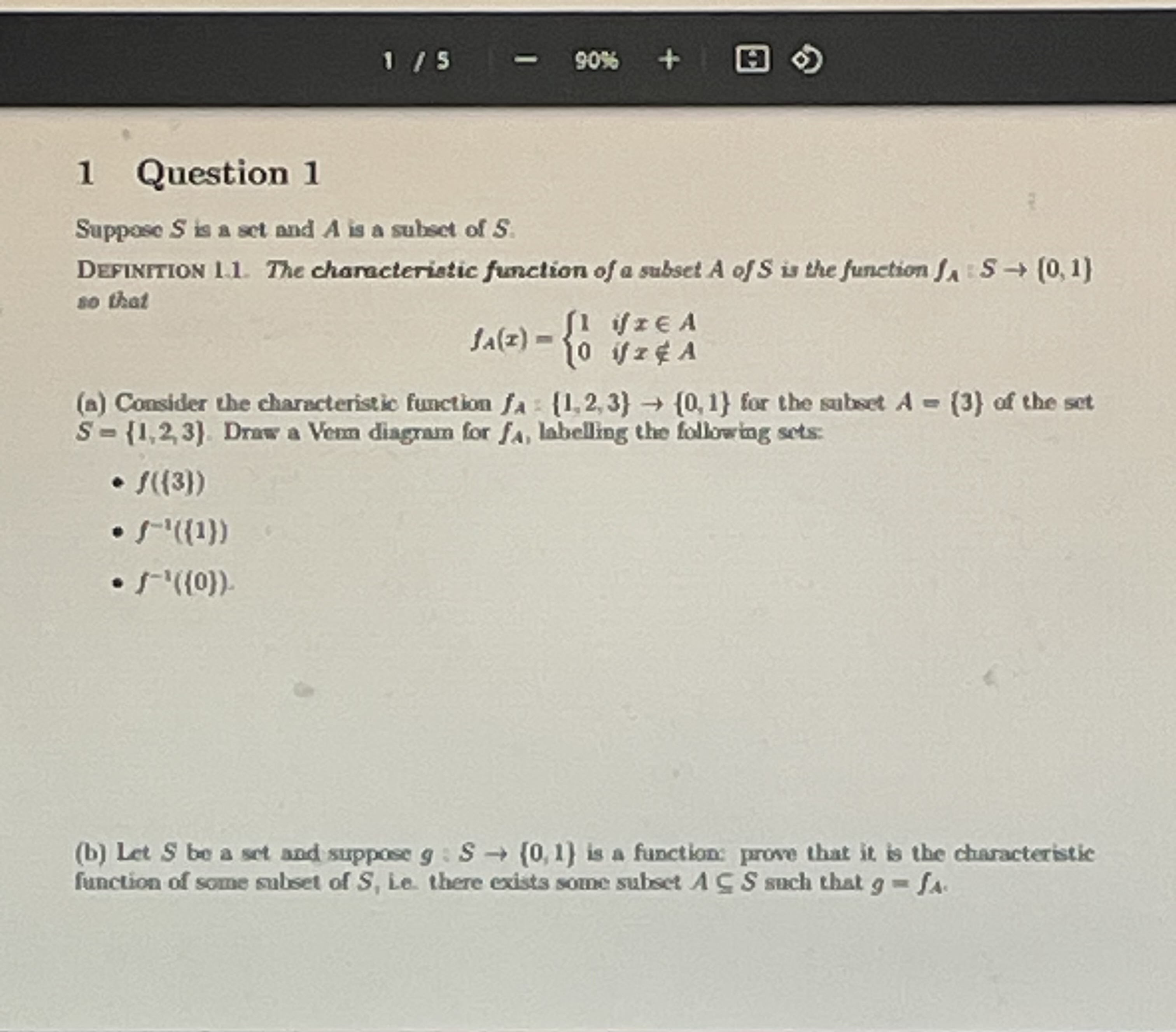 Solved Suppose S is a set and A is a subset of S DEFINITION | Chegg.com