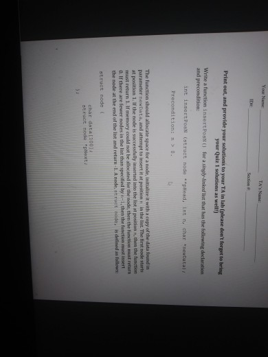 Solved Your Name TA's Name IDr Section Print out, and | Chegg.com