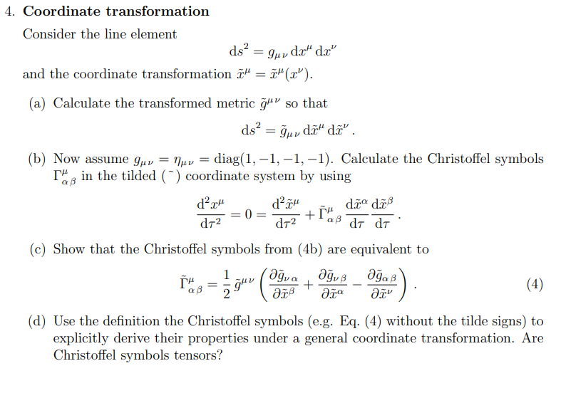 4. Coordinate transformation Consider the line | Chegg.com