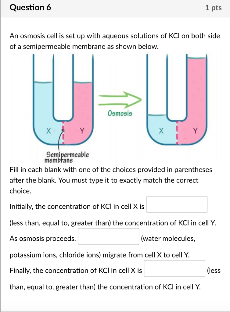 Solved An osmosis cell is set up with aqueous solutions of | Chegg.com