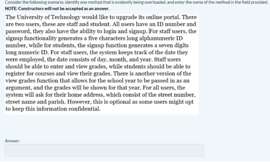 Solved NOTE: Constructors will not be accepted as an answer. | Chegg.com