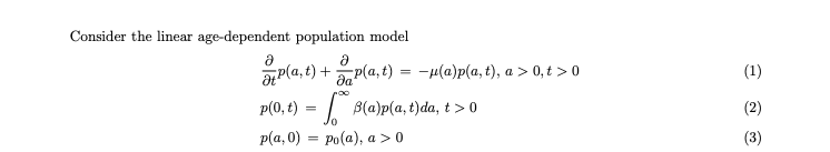 a a (1) Consider the linear age-dependent population | Chegg.com