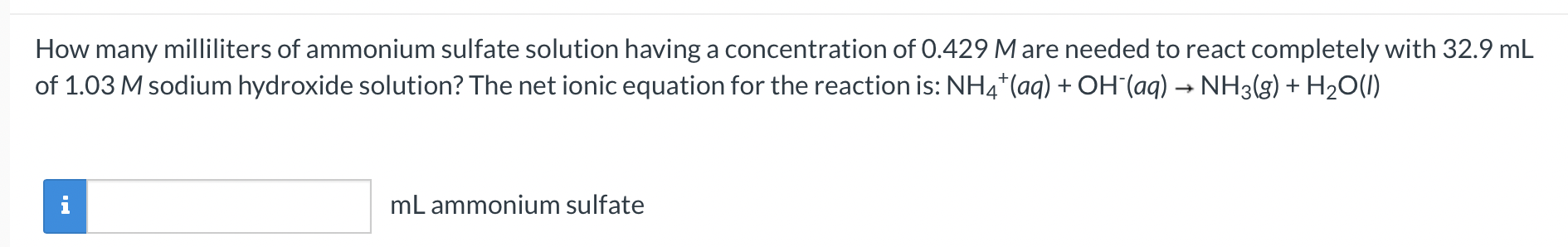 Solved How many milliliters of ammonium sulfate solution | Chegg.com