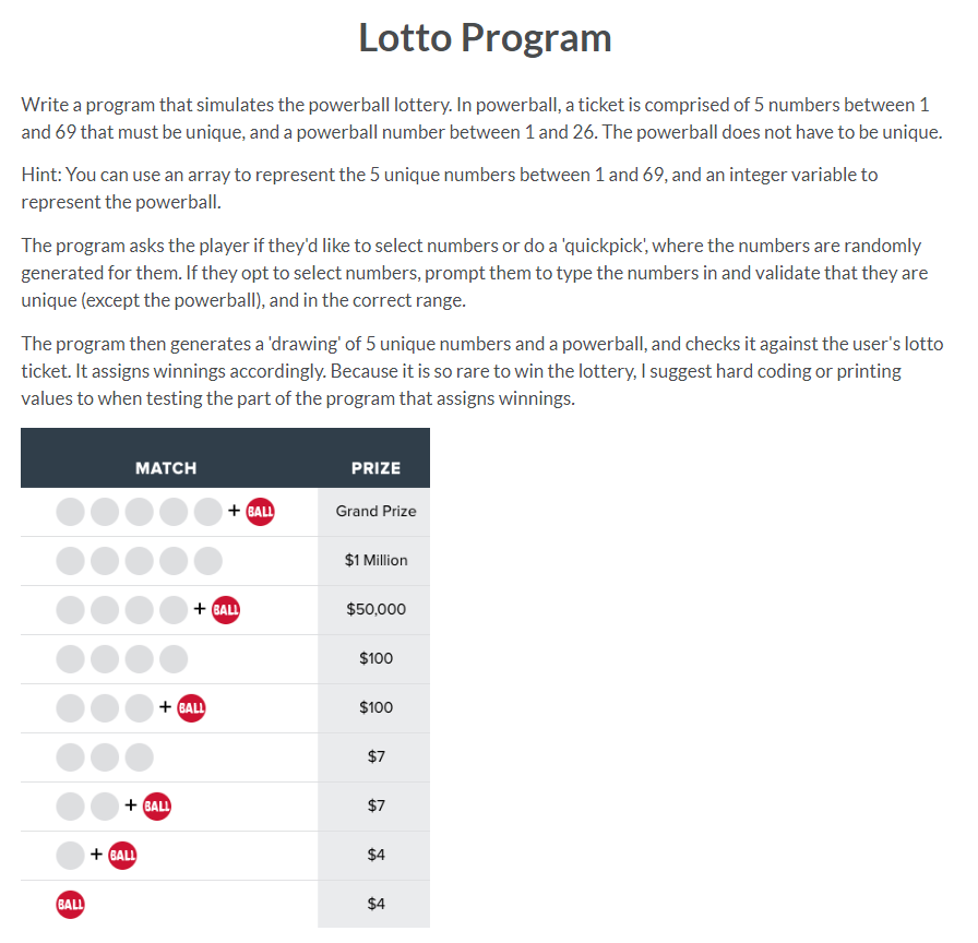 Solved Write a program that simulates the powerball lottery. | Chegg.com