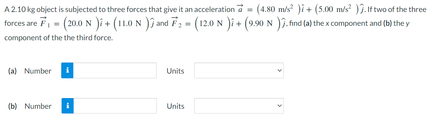 Solved A 2.10kg ﻿object is subjected to three forces that | Chegg.com