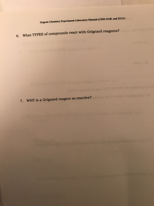 Solved Organle Chemistry Experiments Laboratory Manuals (CHM | Chegg.com