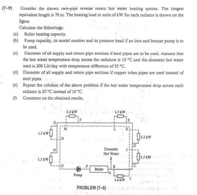 Solved (b) (7-9) Consider the shown two-pipe reverse return | Chegg.com