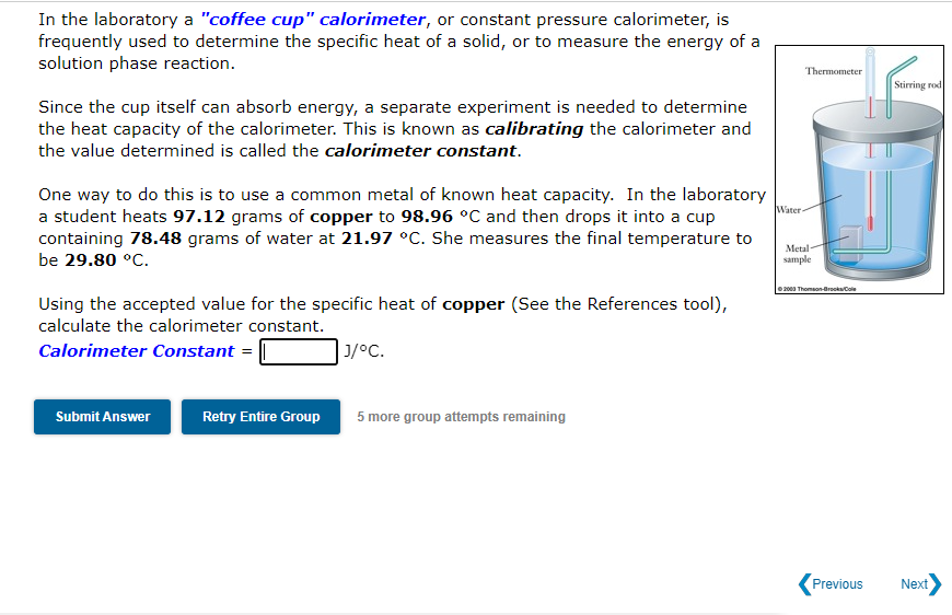 Solved In the laboratory a "coffee cup" calorimeter, or | Chegg.com
