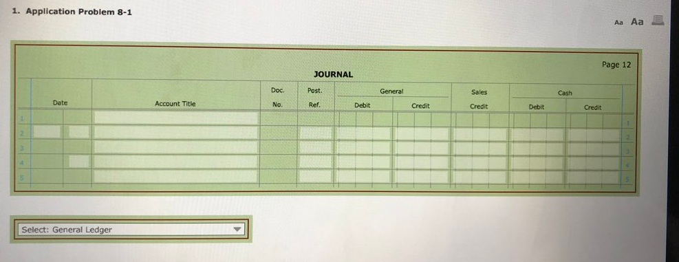 Solved 8-1 APPLICATION PROBLEM Journalizing and posting | Chegg.com