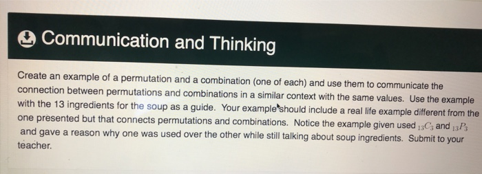 Solved Communication and Thinking Create an example of a | Chegg.com