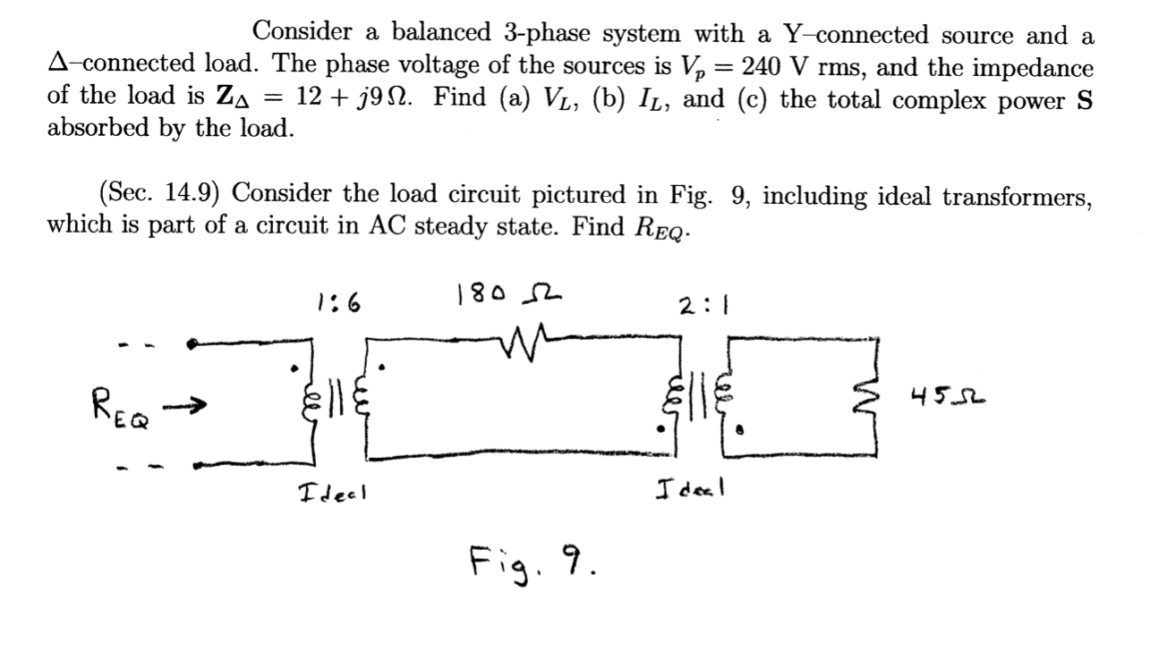 Solved Consider a balanced 3-phase system with a Y-connected | Chegg.com