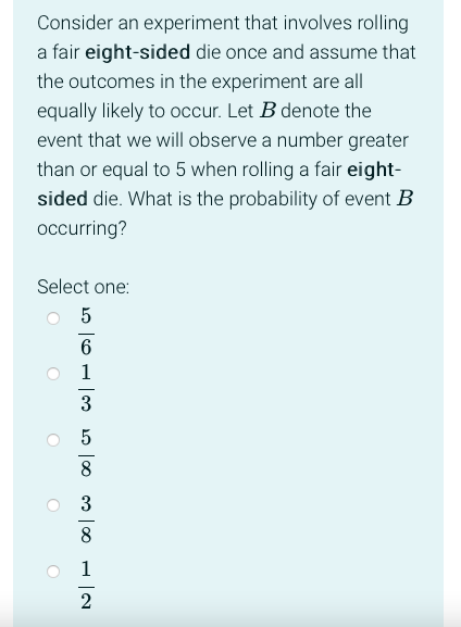 Solved Consider an experiment that involves rolling a fair | Chegg.com