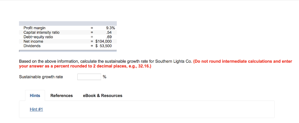 Solved Profit margirn Capital intensity ratio Debt-equity | Chegg.com