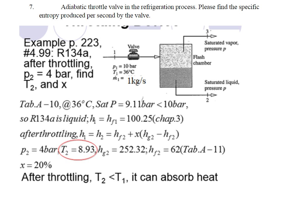Solved 7. Adiabatic throttle valve in the refrigeration | Chegg.com