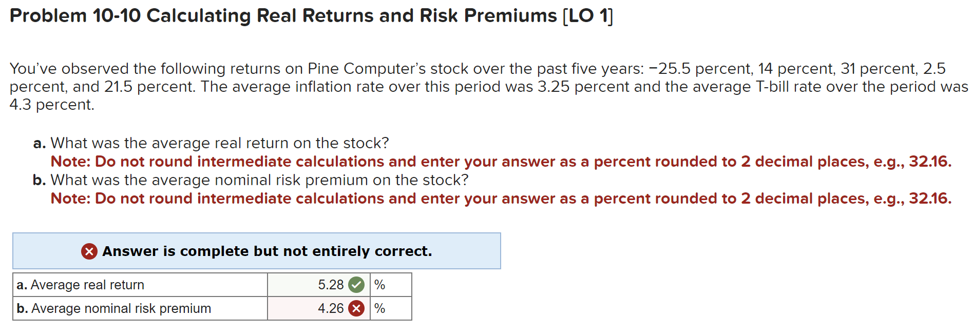 Solved Problem 10-10 Calculating Real Returns and Risk | Chegg.com