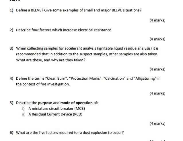 Solved 1) Define a BLEVE? Give some examples of small and | Chegg.com