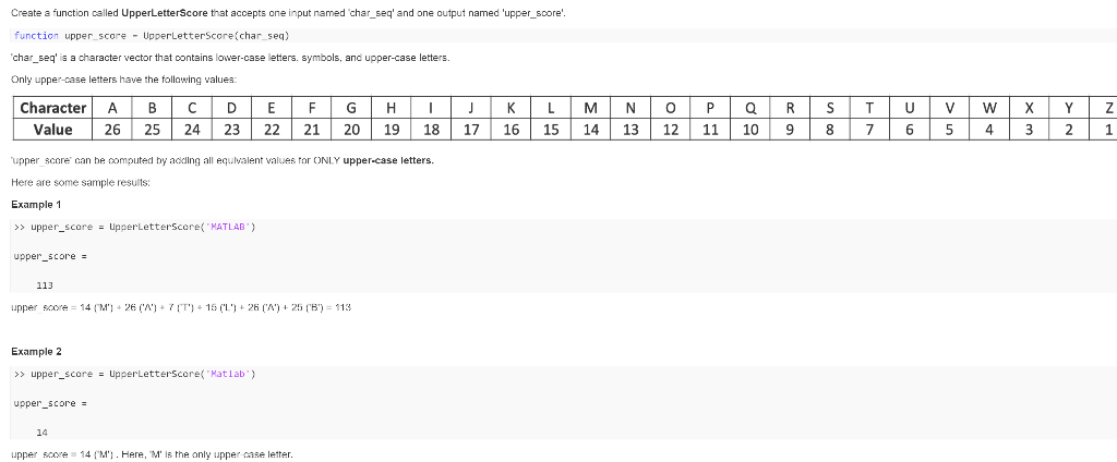 Solved Create a function called UpperLetterScore that | Chegg.com