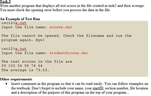 Solved Task 3 Write another program that displays all test | Chegg.com
