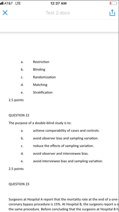 Solved IAT&T LTE 12:37 AM Test 2.docx Restriction Blinding | Chegg.com Solved IAT&T LTE 12:37 AM Test 2.docx Restriction Blinding | Chegg.com