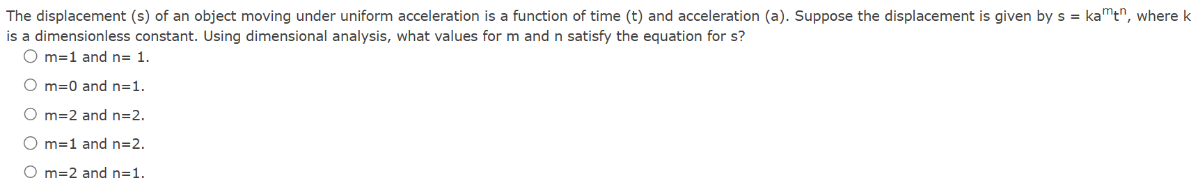 Solved The Displacement S Of An Object Moving Under