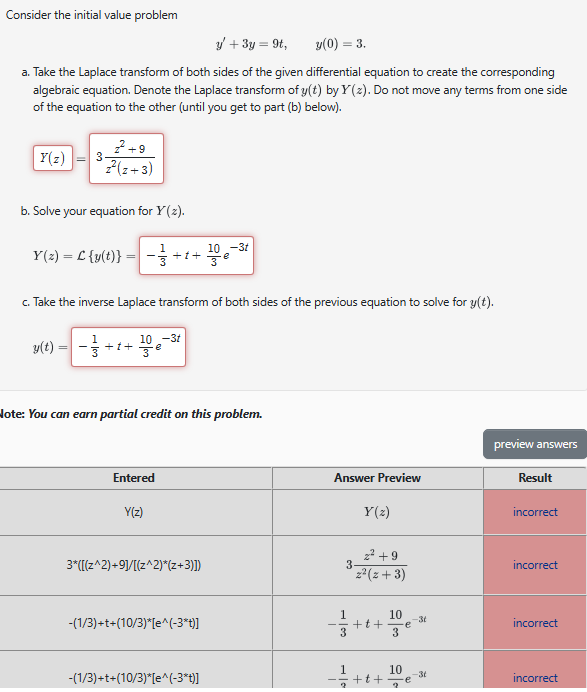 Solved Consider the initial value problemy'+3y=9t,y(0)=3.a. | Chegg.com