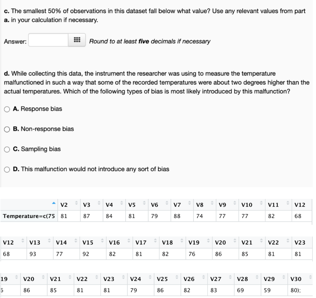 Solved (4 points) A researcher records weather information | Chegg.com