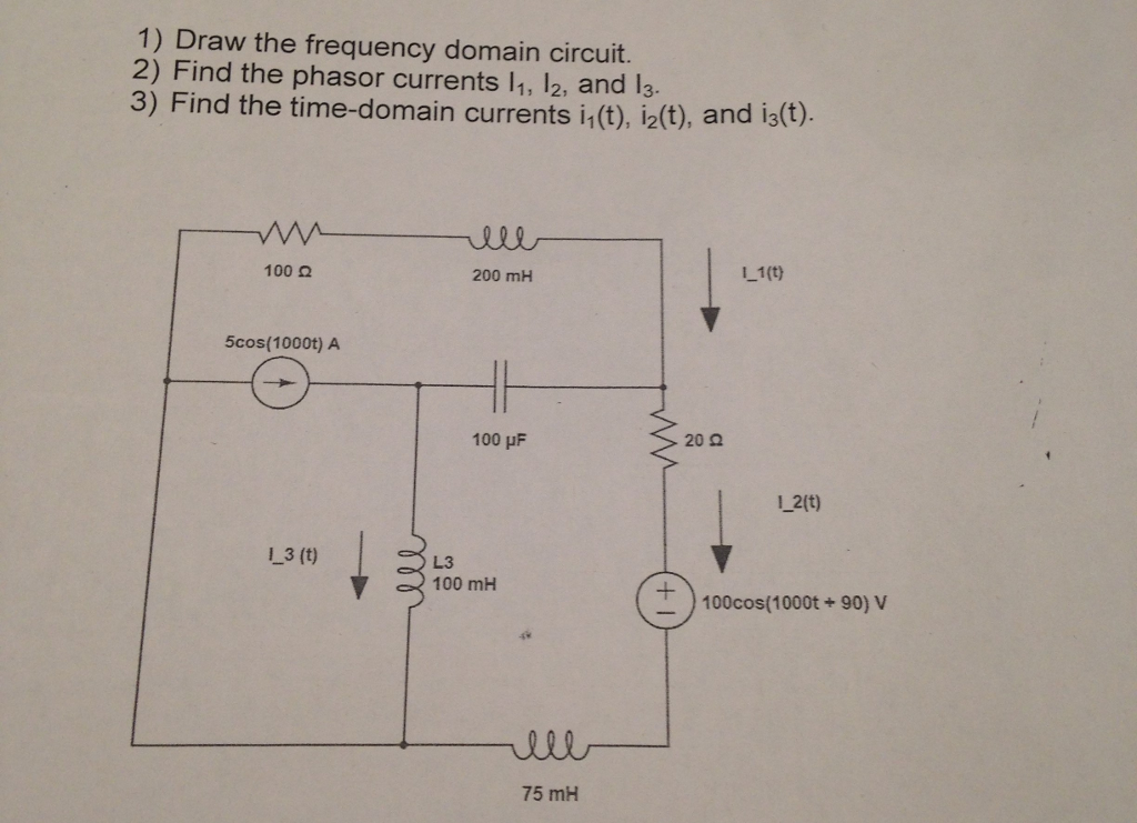 Solved 1) Draw the frequency domain circuit. 2) Find the | Chegg.com