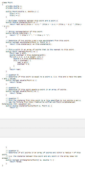 Solved class Point private double x: private double y: | Chegg.com