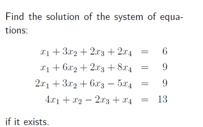 Solved Find the solution of the system of equations: | Chegg.com