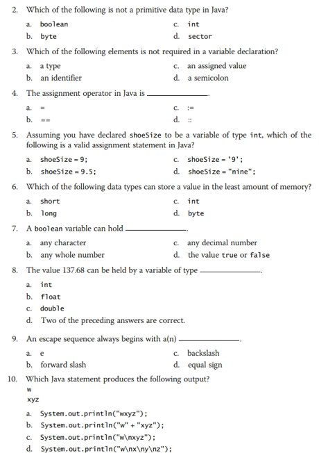 Solved 2. Which of the following is not a primitive data | Chegg.com