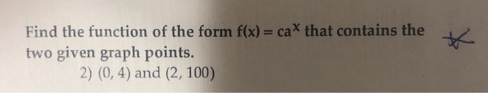 Solved Find the function of the form f(x)= cax that contains | Chegg.com