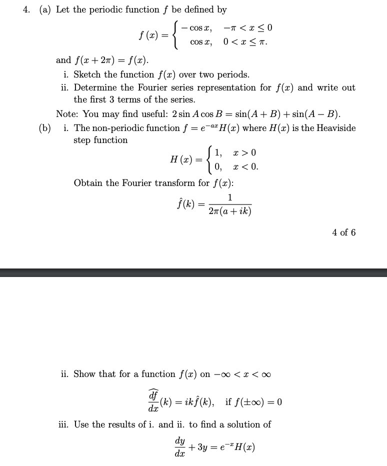 4. (a) Let the periodic function f be defined by f(x) | Chegg.com