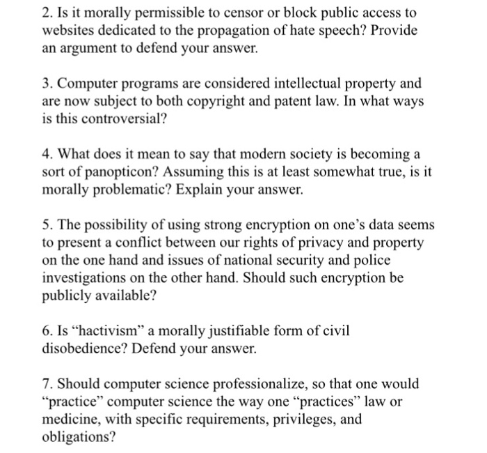 Solved Is it morally permissible to censor or block public | Chegg.com